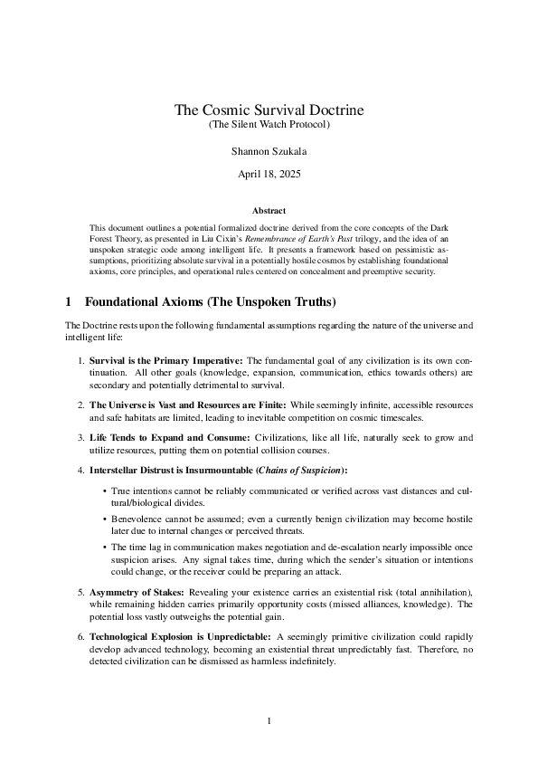 (PDF) The Cosmic Survival Doctrine