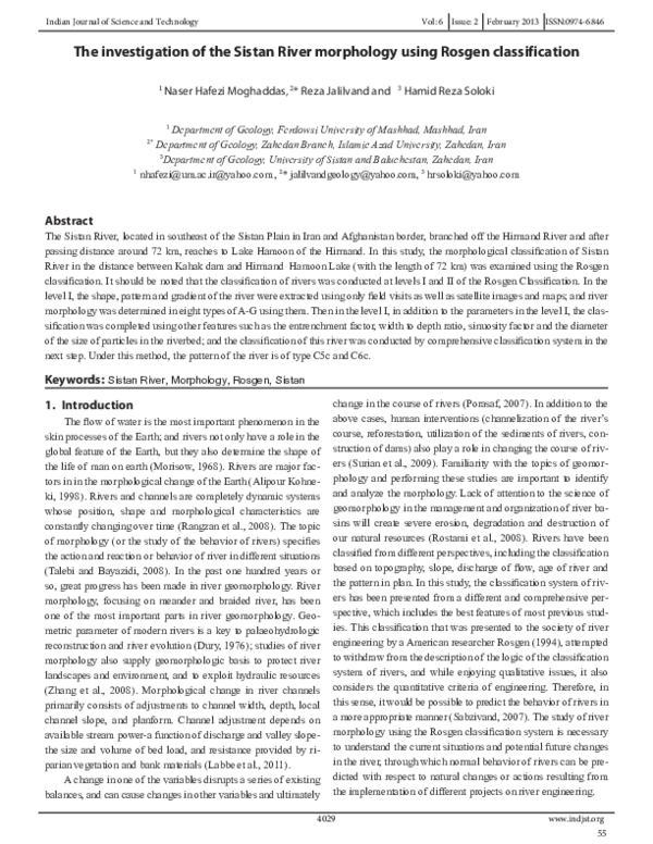(PDF) The investigation of the Sistan River morphology using Rosgen ...