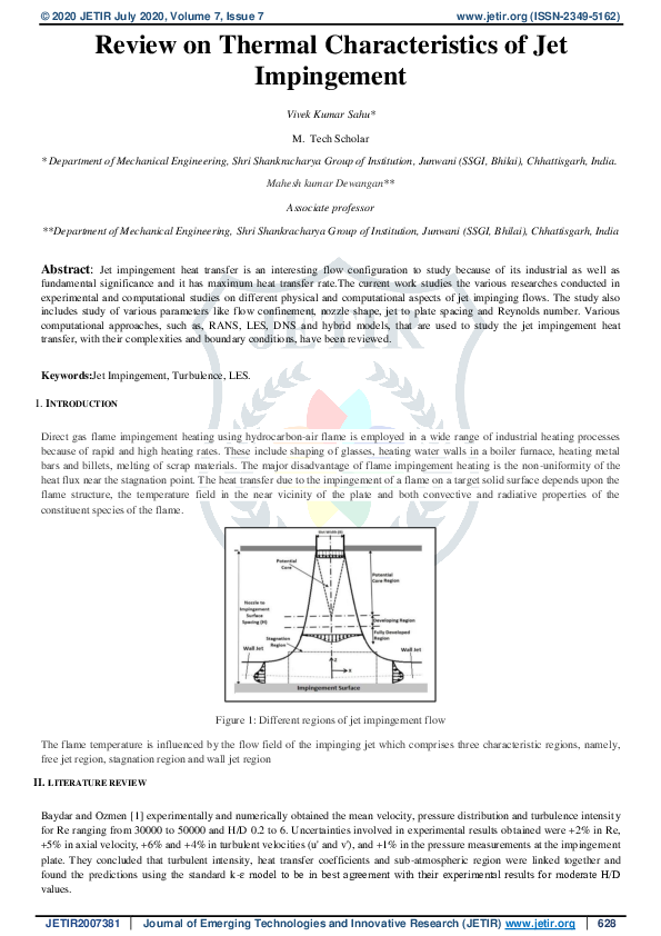 (PDF) Review on Thermal Characteristics of Jet Impingement