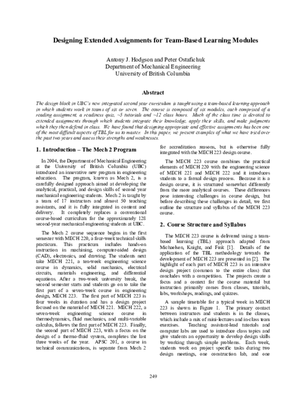 (PDF) Designing Extended Assignments for Team-Based Learning Modules