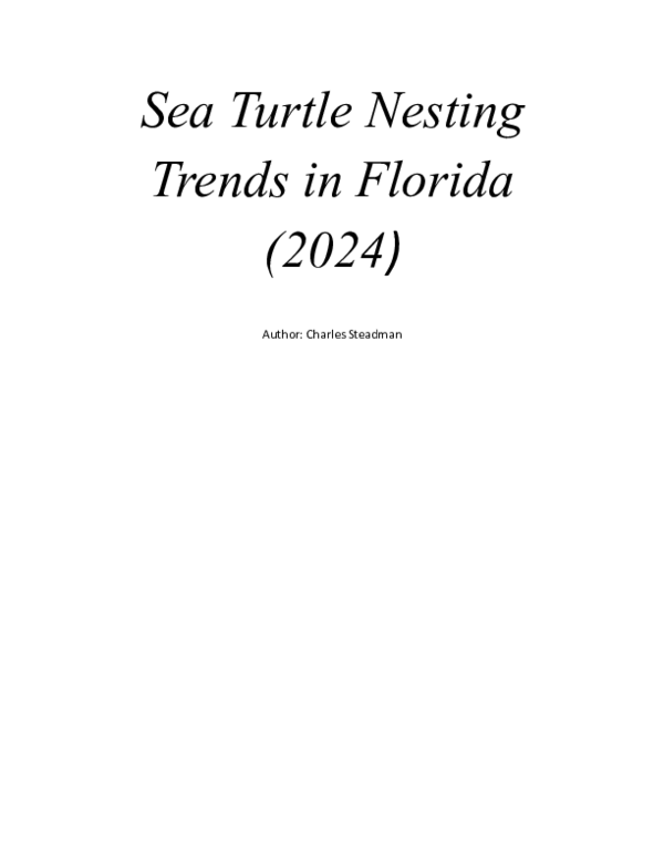 (PDF) Sea Turtle Nesting Trends in Florida (2024)