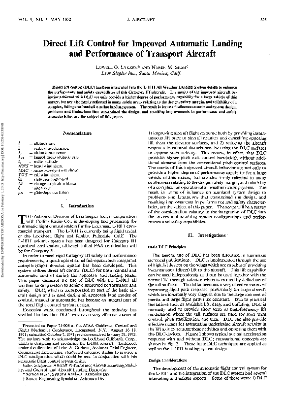 (PDF) Direct Lift Control for Improved Automatic Landing Performance of ...
