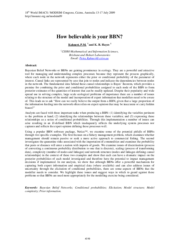 (PDF) How believable is your BBN