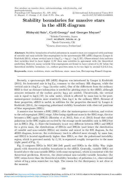 (PDF) Stability boundaries for massive stars in the sHR diagram