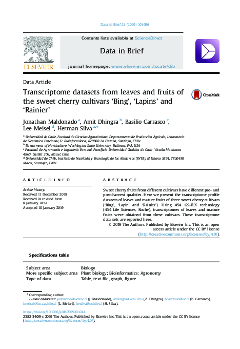 (PDF) Transcriptome datasets from leaves and fruits of the sweet cherry ...