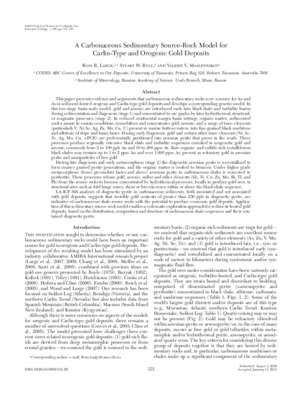 (PDF) A Carbonaceous Sedimentary Source-Rock Model for Carlin-Type and ...