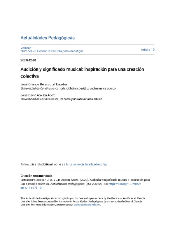 (PDF) Audición y significado musical