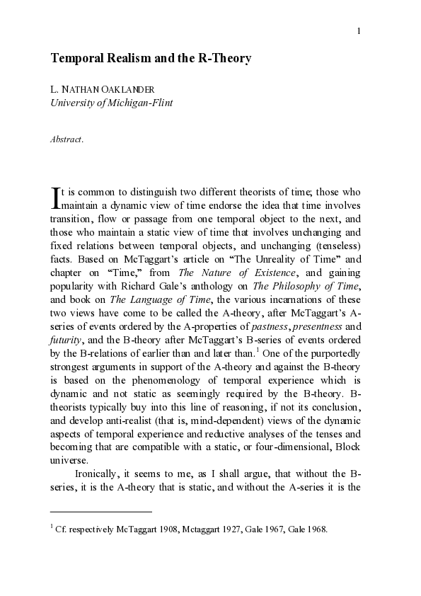 (PDF) Temporal Realism and the R-Theory