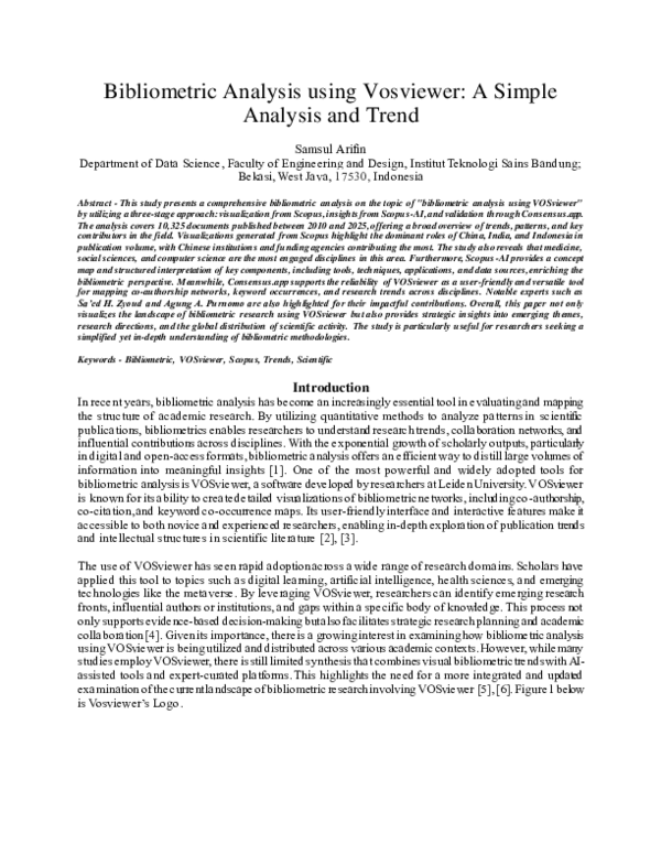 (PDF) Bibliometric Analysis using Vosviewer: A Simple Analysis and Trend