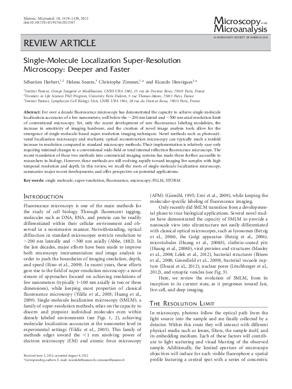 (PDF) Single-Molecule Localization Super-Resolution Microscopy of Synaptic Proteins