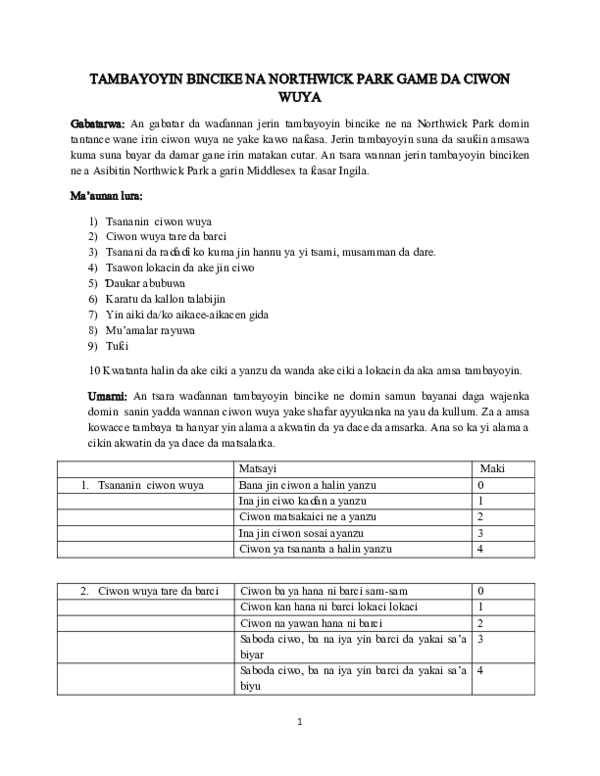 (PDF) The Hausa Northwick Park Neck Pain Questionnaire: translation ...