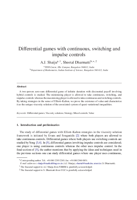(PDF) Differential games with continuous, switching and impulse controls