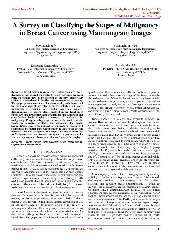 (PDF) A Survey on Classifying the Stages of Malignancy in Breast Cancer ...
