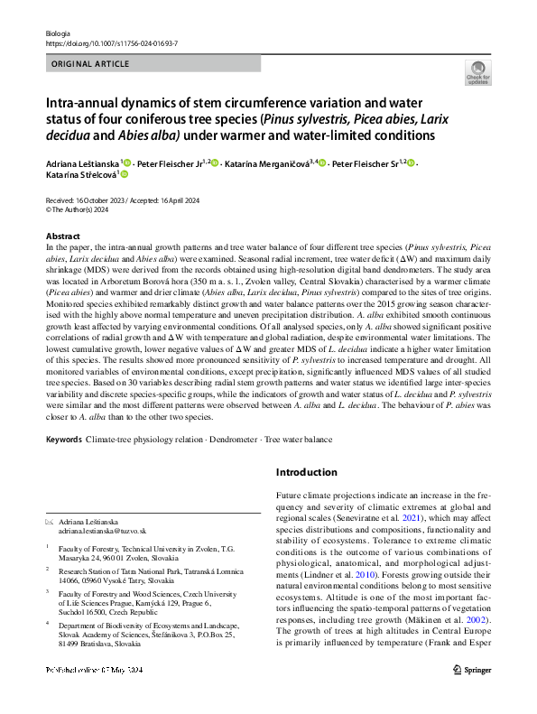 (PDF) Intra-annual dynamics of stem circumference variation and water ...