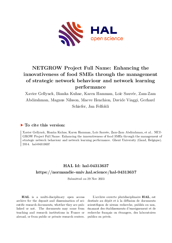 (PDF) NETGROW Project Full Name: Enhancing the innovativeness of food ...