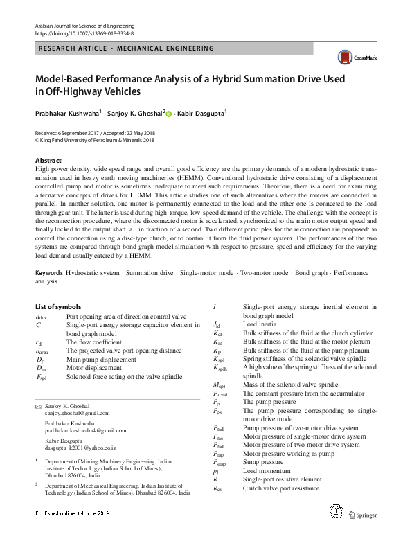 (PDF) Model-Based Performance Analysis of a Hybrid Summation Drive Used ...