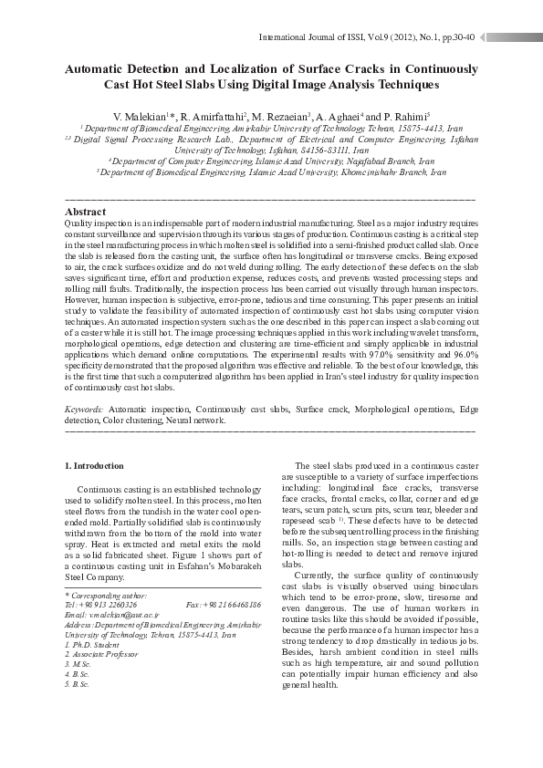 (PDF) Automatic Detection and Localization of Surface Cracks in Continuously Cast Hot Steel ...