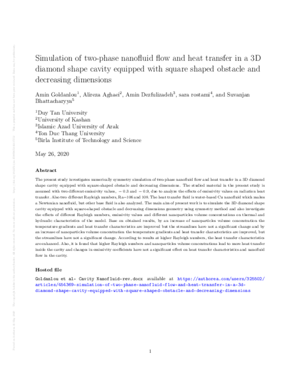 (PDF) Simulation of two-phase nanofluid flow and heat transfer in a 3D diamond shape cavity ...