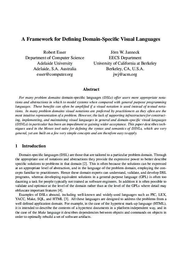 (PDF) A framework for defining domain-specific visual languages