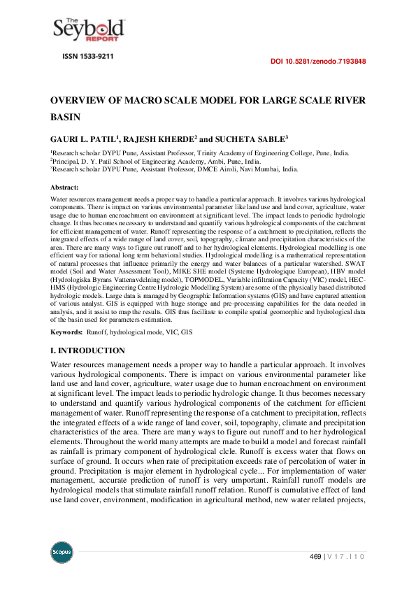 (PDF) Overview of Macro Scale Model for Large Scale River Basin