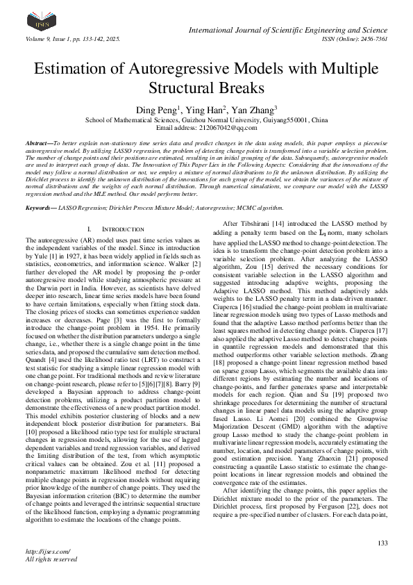 (PDF) Estimation of Autoregressive Models with Multiple Structural Breaks