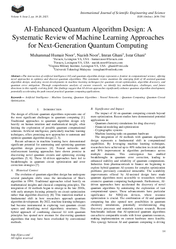 (PDF) AI-Enhanced Quantum Algorithm Design: A Systematic Review of Machine Learning Approaches ...
