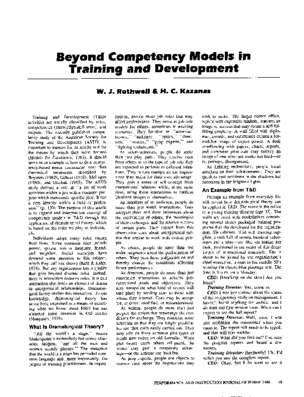 (PDF) Beyond competency models in training and development
