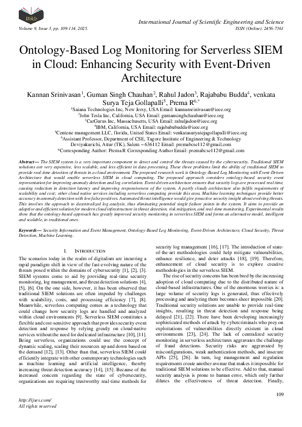 (PDF) Ontology-Based Log Monitoring for Serverless SIEM in Cloud: Enhancing Security with Event ...