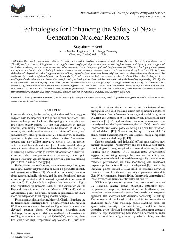 (PDF) Technologies for Enhancing the Safety of Next-Generation Nuclear Reactors