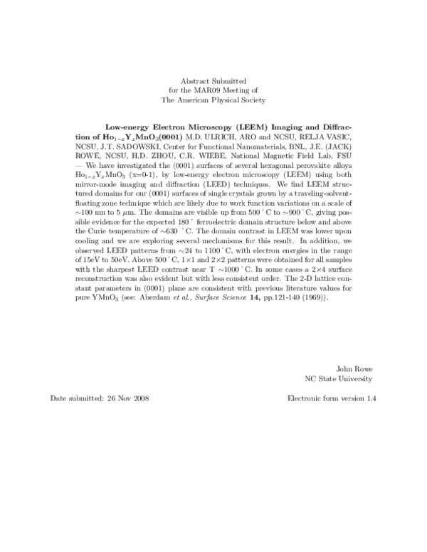 (PDF) Low-energy Electron Microscopy (LEEM) Imaging and Diffraction of ...