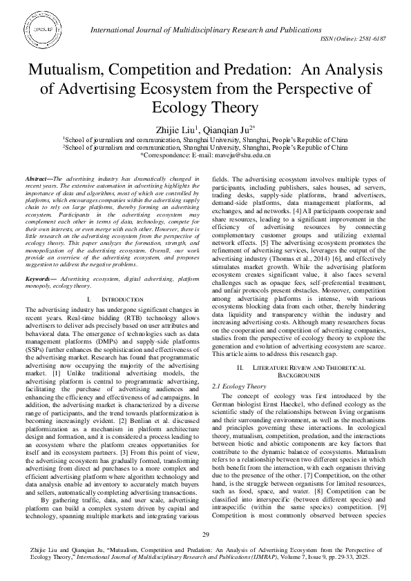 (PDF) Mutualism, Competition and Predation: An Analysis of Advertising ...