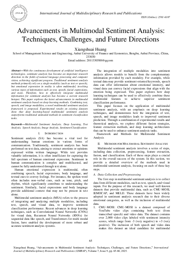(PDF) Advancements in Multimodal Sentiment Analysis: Techniques ...