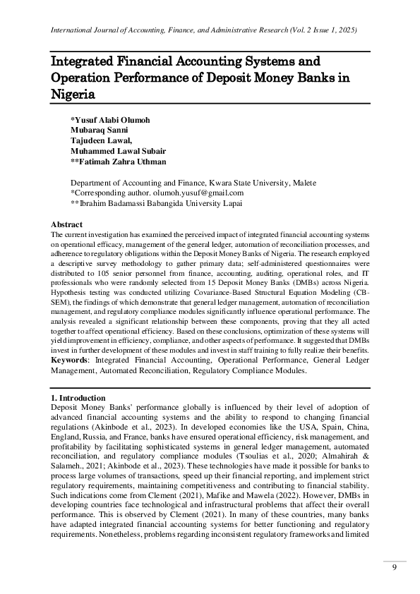 (PDF) Integrated Financial Accounting Systems and Operation Performance ...