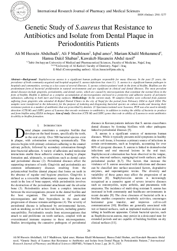 (PDF) Genetic Study of S.aureus that Resistance to Antibiotics and ...