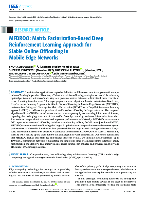 (PDF) MFDROO: Matrix Factorization-Based Deep Reinforcement Learning Approach for Stable Online ...