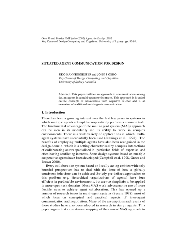 (PDF) Situated Agent Communication for Design