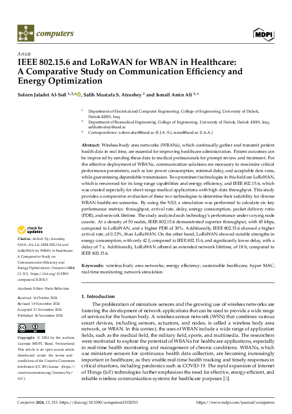 (PDF) IEEE 802.15.6 and LoRaWAN for WBAN in Healthcare: A Comparative ...