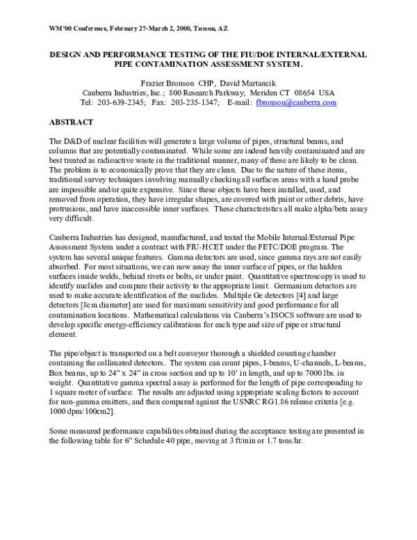 (PDF) Design and Performance Testing of the Fiu/Doe Internal/External ...
