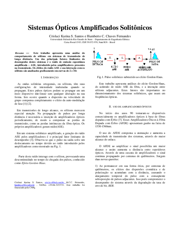 (PDF) Sistemas Ópticos Amplificados Solitônicos