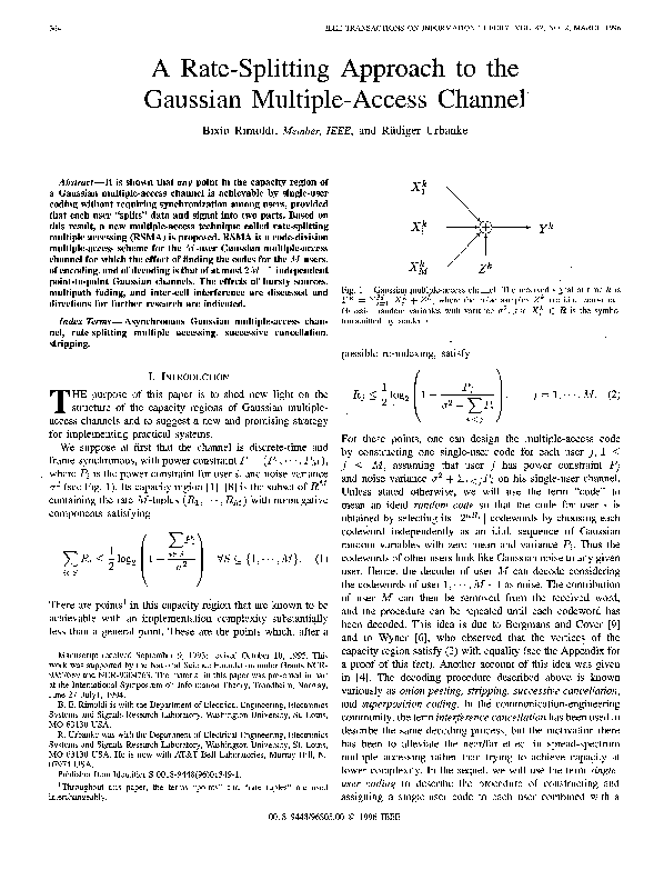 (PDF) A rate-splitting approach to the Gaussian multiple-access channel