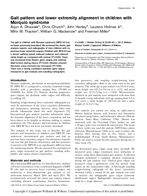 (PDF) Gait pattern and lower extremity alignment in children with ...