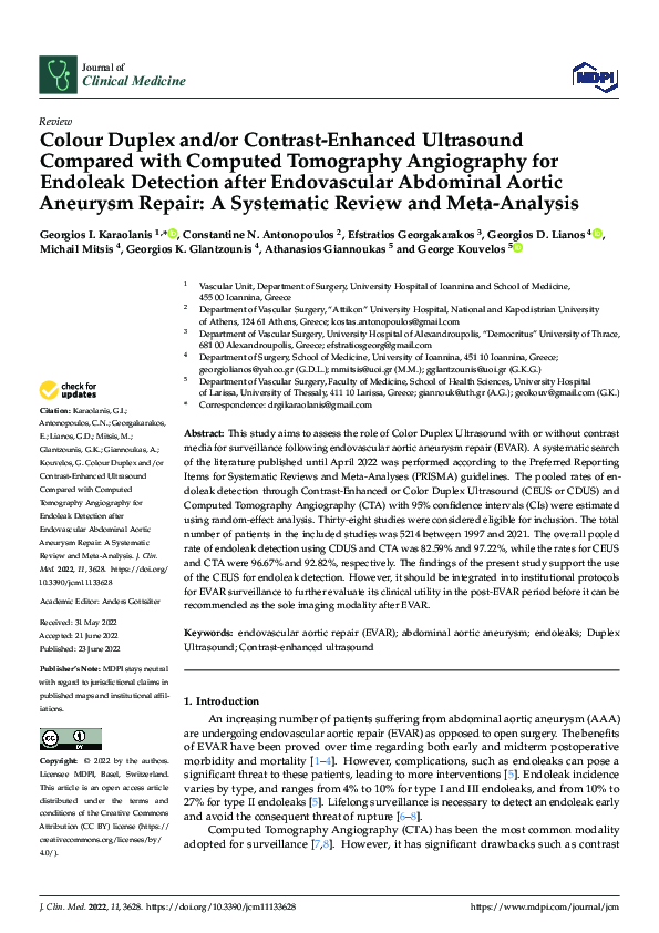 (PDF) Colour Duplex and/or Contrast-Enhanced Ultrasound Compared with ...