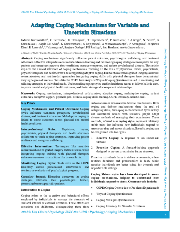 (PDF) Adapting Coping Mechanisms for Variable and