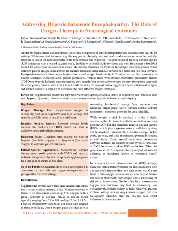 (PDF) Addressing Hypoxic Ischaemic Encephalopathy The Roleof Oxygen ...