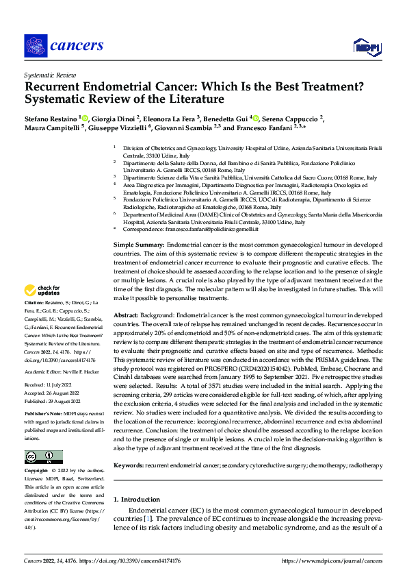 (PDF) Recurrent Endometrial Cancer: Which Is the Best Treatment ...