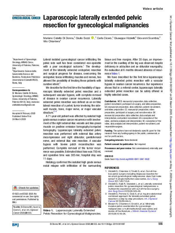 (PDF) Laparoscopic laterally extended pelvic resection for ...