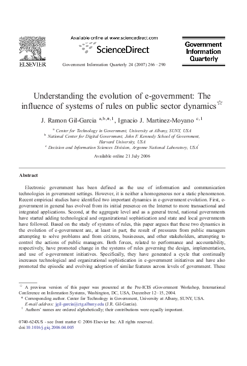(PDF) Understanding the evolution of e-government: The influence of ...