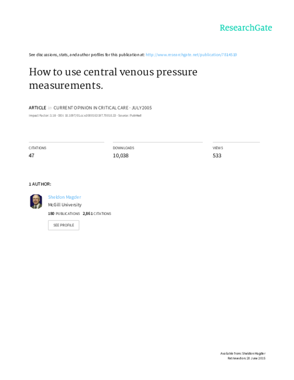 (PDF) How to use central venous pressure measurements