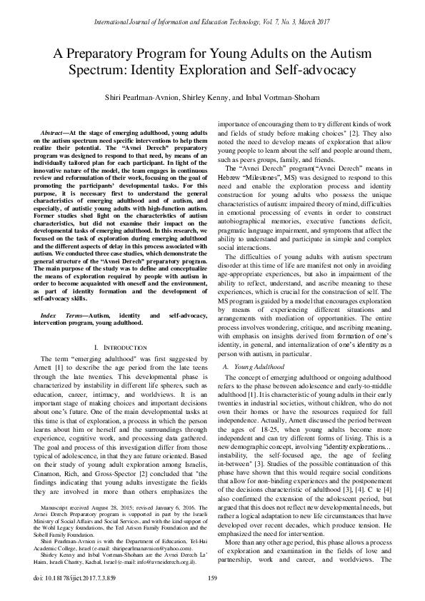 (PDF) A Preparatory Program for Young Adults on the Autism Spectrum ...