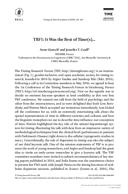 (PDF) TRF1: It Was the Best of Time(s)…